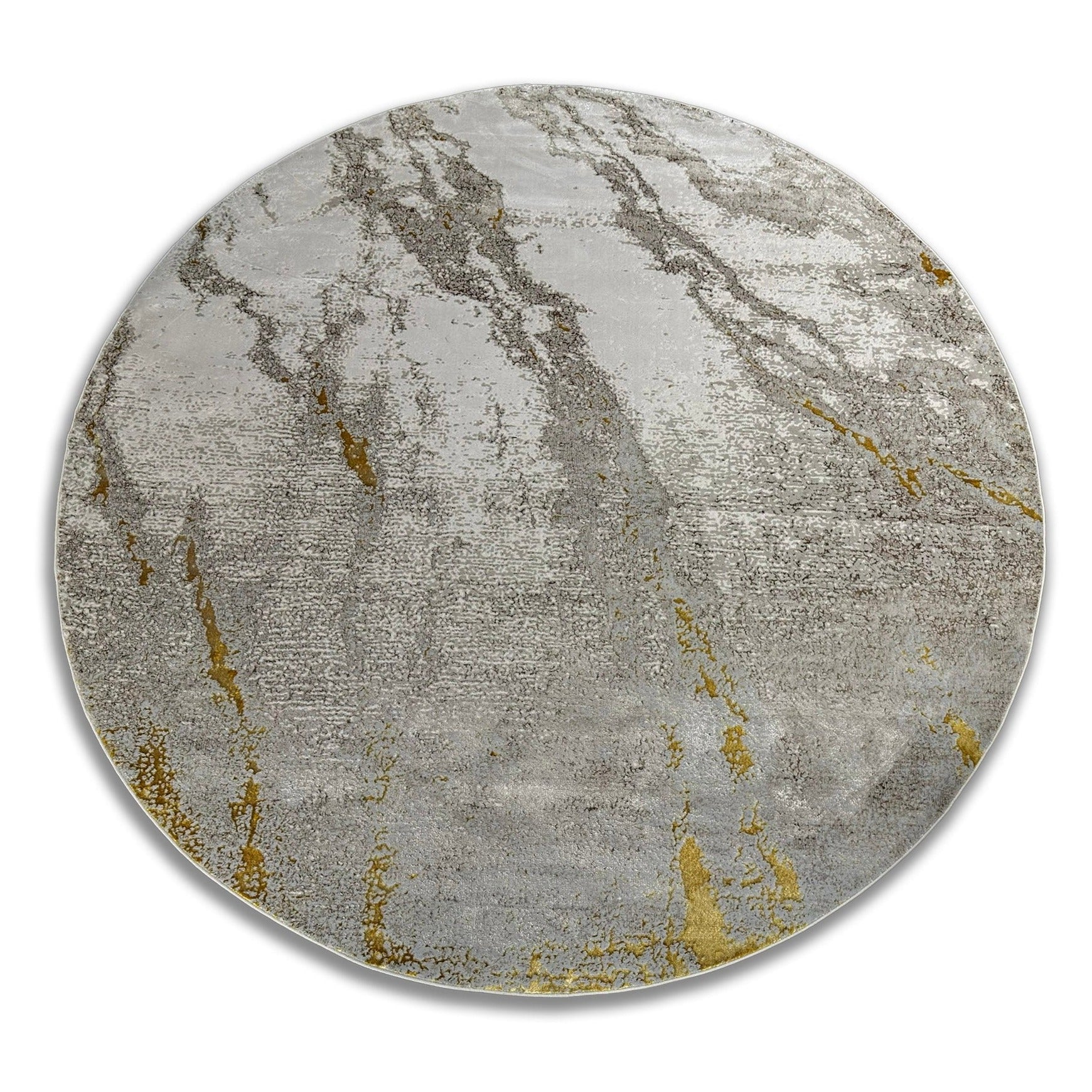Maximus 189 Beige/Gold Viscose Round – Rug Factory Plus